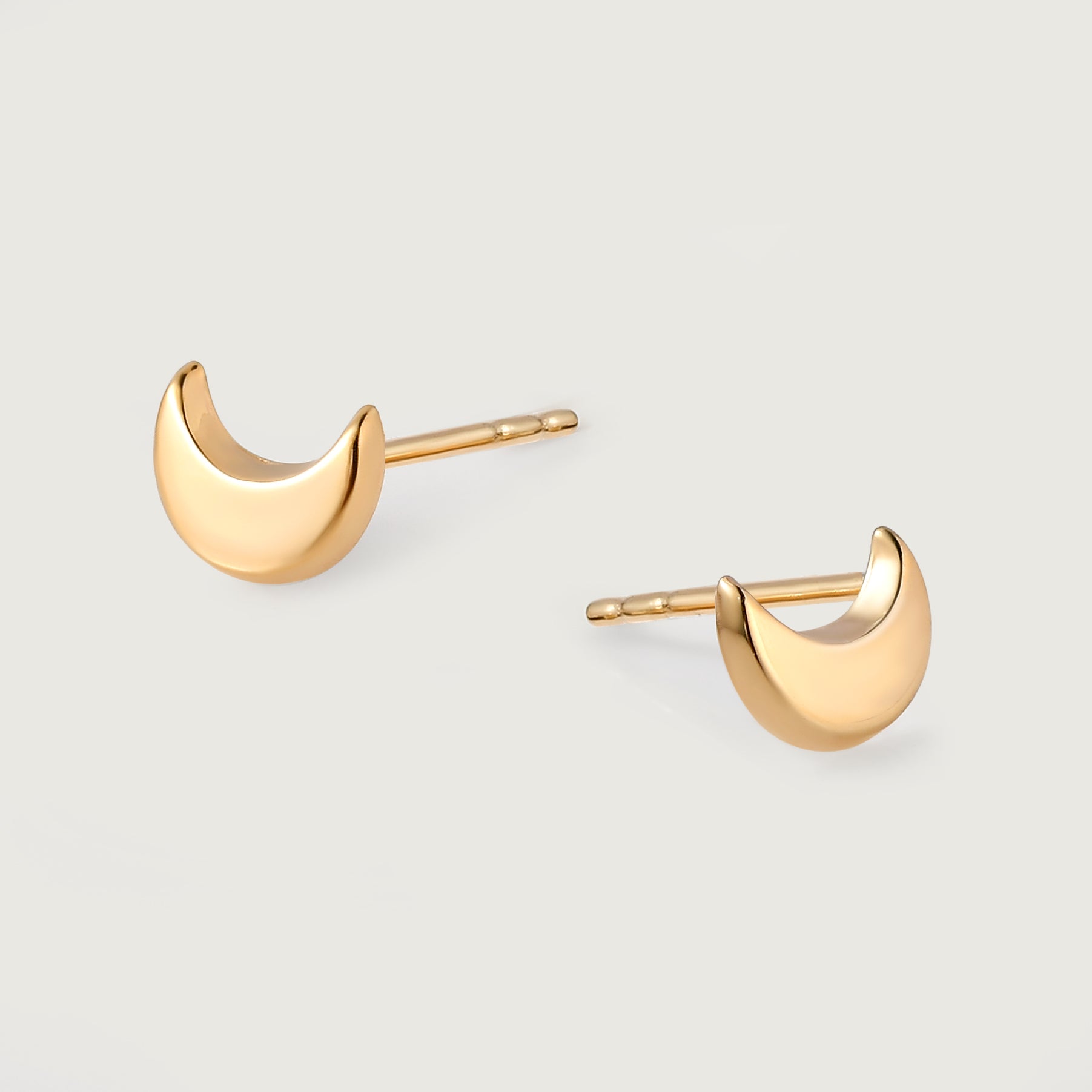 Gold Essential Crescent Moon Stud Earrings in 9K Gold – RachelGalley