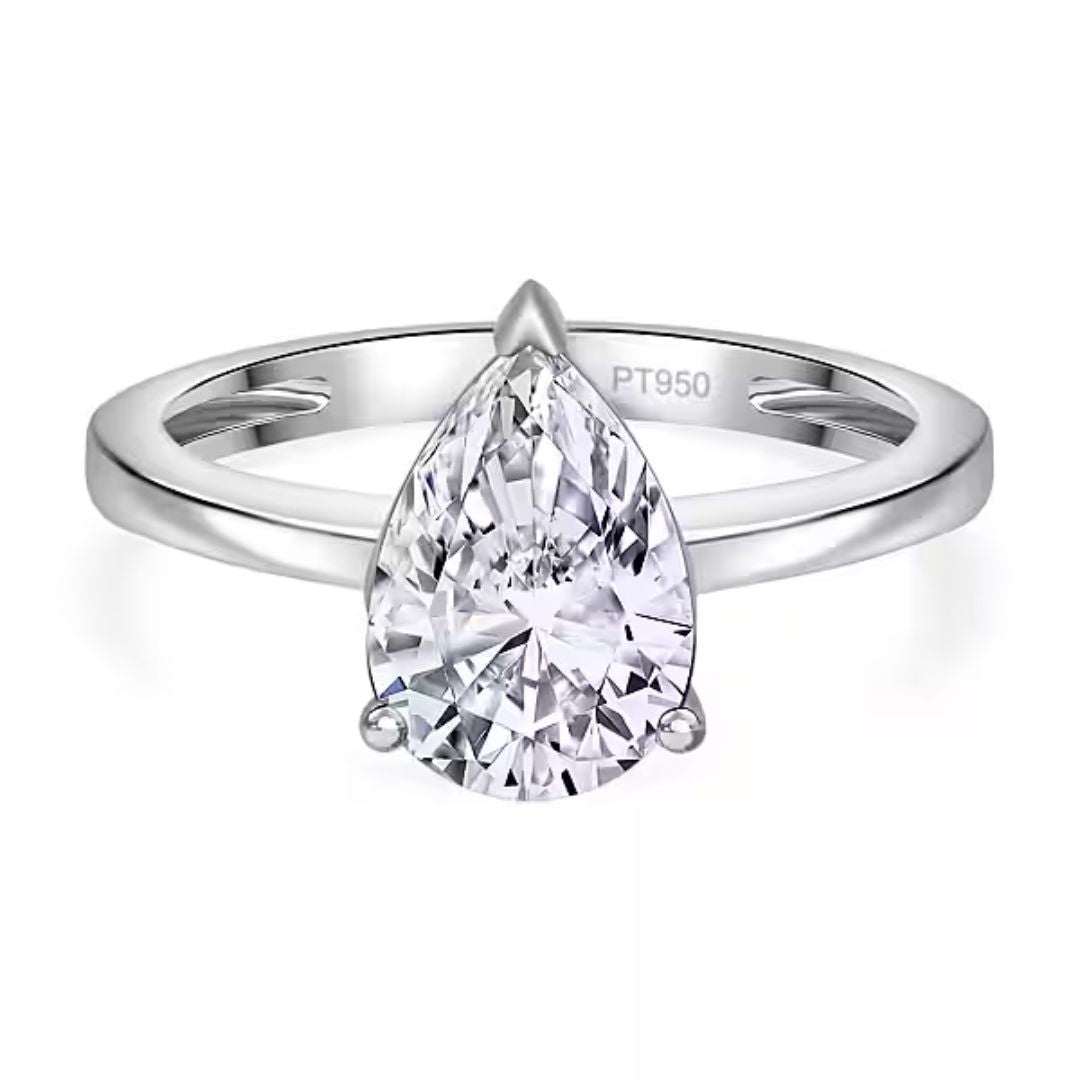 Versa 3Ct Solitaire Pear Cut Lab Grown Diamond Ring in Platinum ...