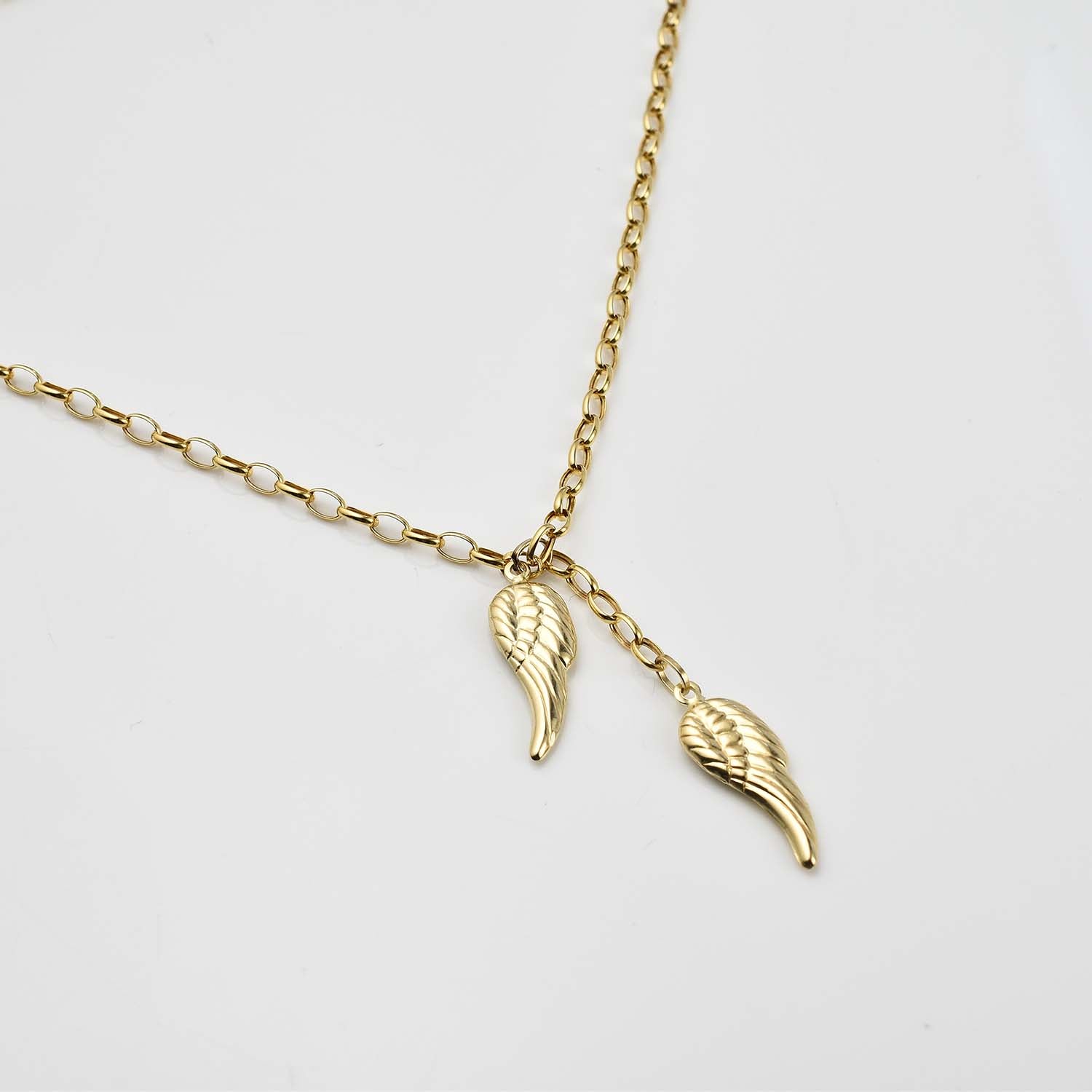 Gold Essential Angel Wings Belcher Chain 9K Gold Necklace – RachelGalley