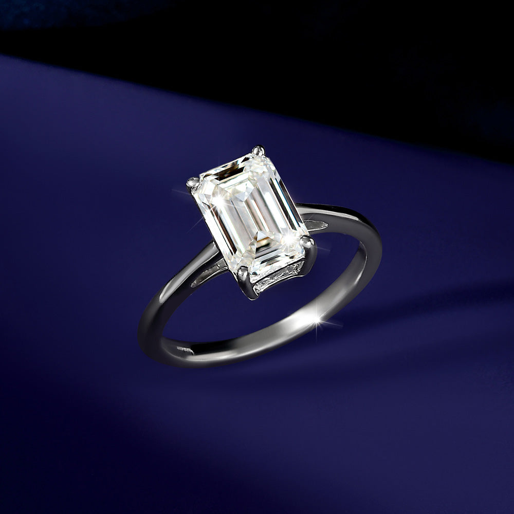 Versa 2Ct Solitaire Emerald Cut Lab Grown Diamond Ring in Platinum ...