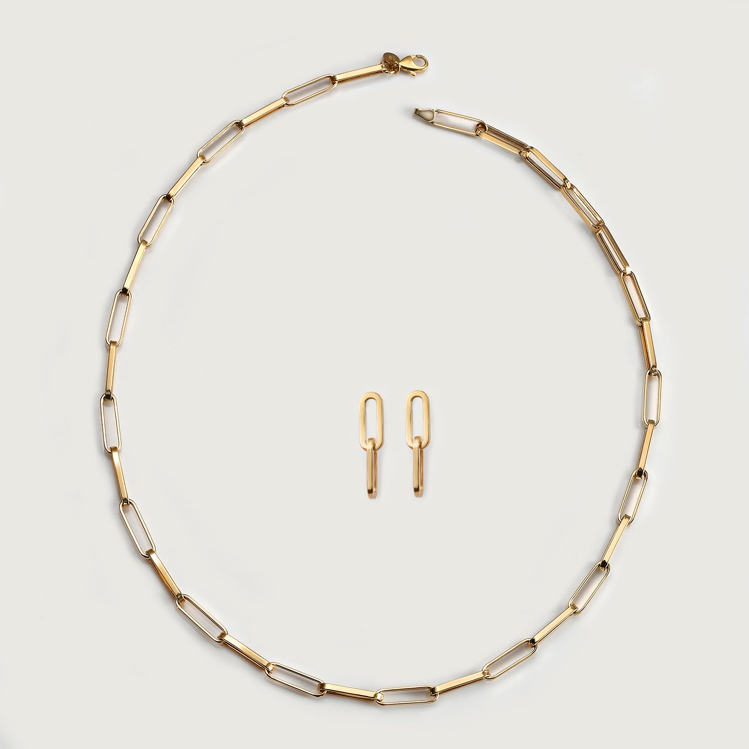 14K Paperclip Necklace + 9K Paperclip Link Earrings – RachelGalley